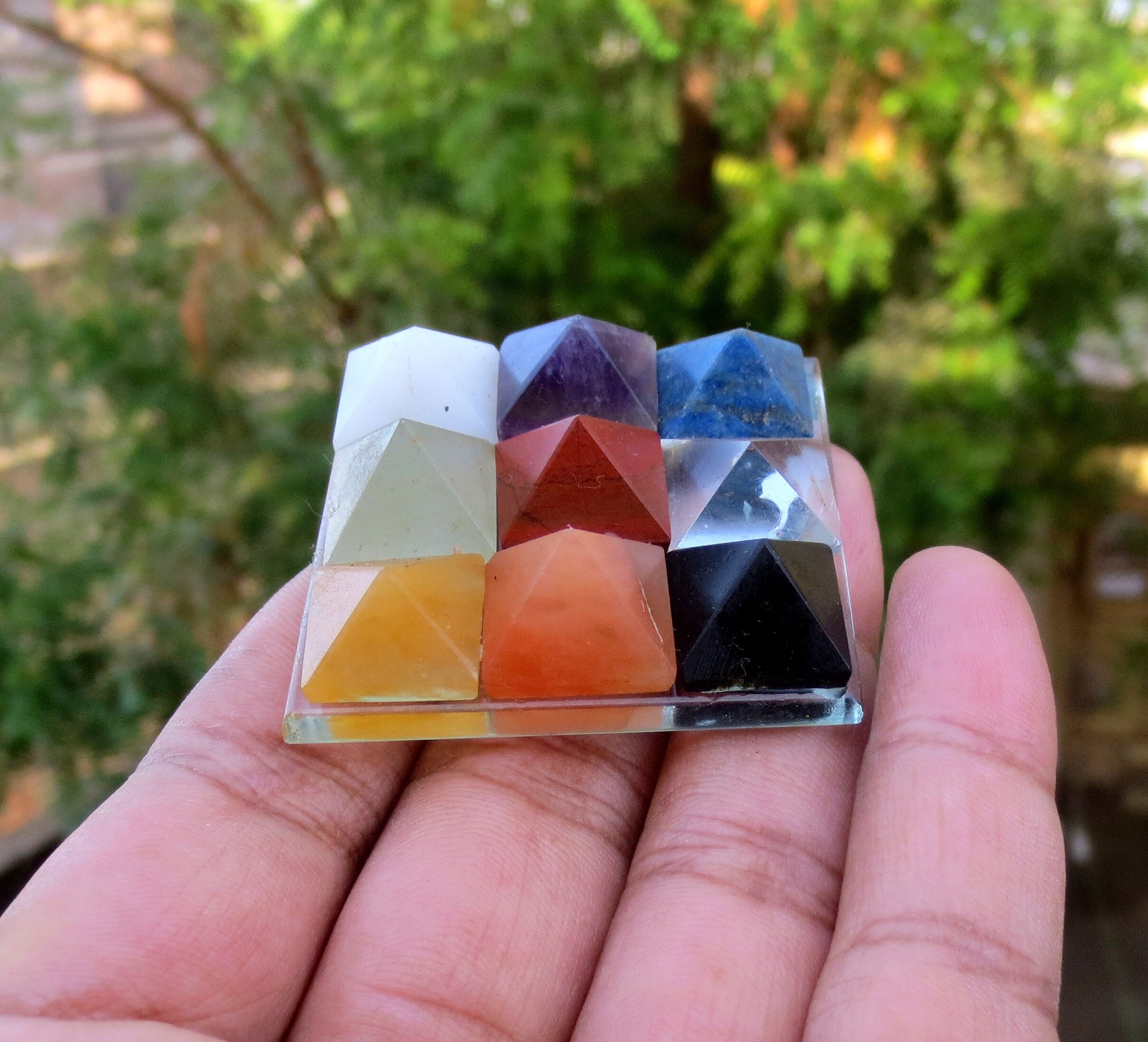 Natural 9 Crystal Pyramid Set7 Chakra Pyramid SetCrystal | Etsy