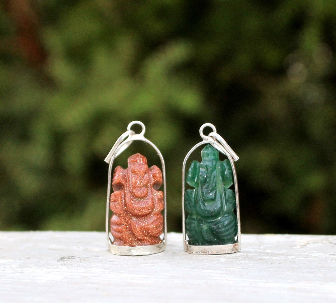 Natural Green Jade Lord Ganesha Pendant,goldstone Lord Ganesha Pendant ...