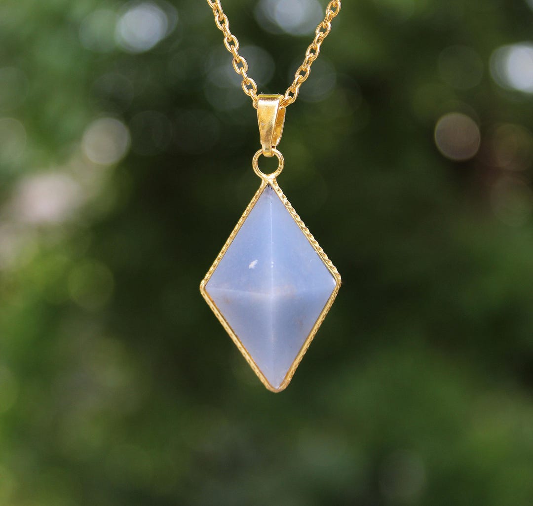 Natural Angelite Diamond Shape Pendant,anegelite Cut Pendant,angelite ...