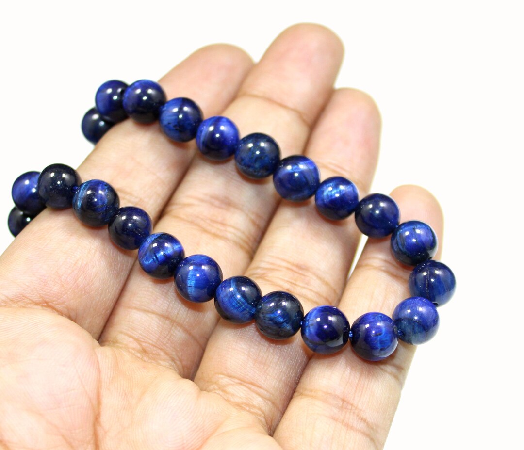 Natural Blue Tiger Eye Beads,hawks Eye Stone,blue Tiger Eye Round Ball ...