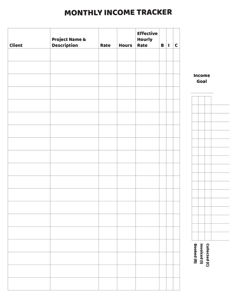 Freelance Income Tracker | Printable Income Tracker for Creatives ...