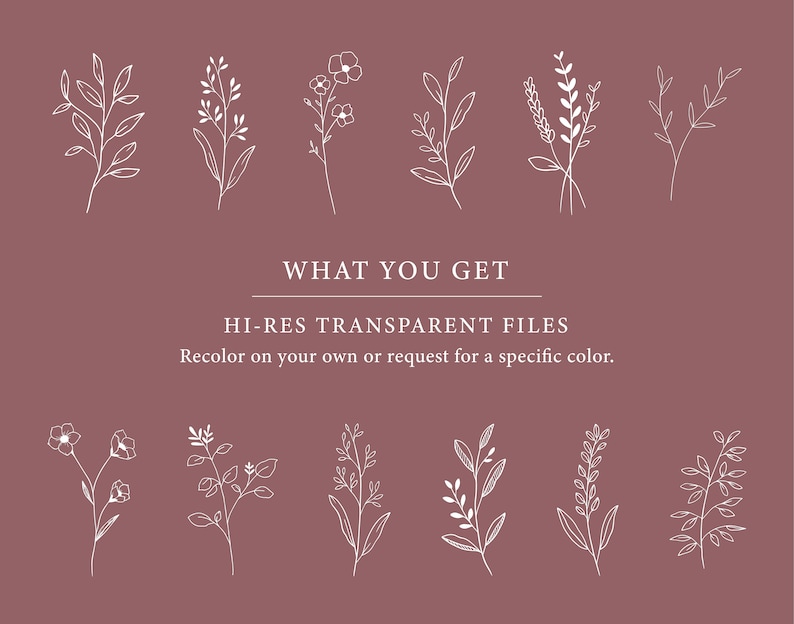 Set of 12 Dainty Floral Svg, Dainty Leaf Svg, Minimalist Flower Svg ...