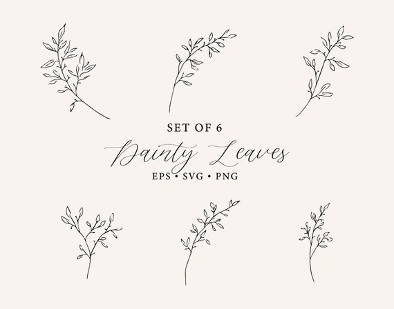 Set of 6 Dainty Leaves Svg Dainty Leaf Svg Minimalist - Etsy Australia
