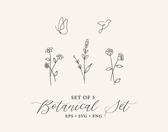 Minimalist Butterfly Flower SVG Butterfly Flower PNG Bird | Etsy