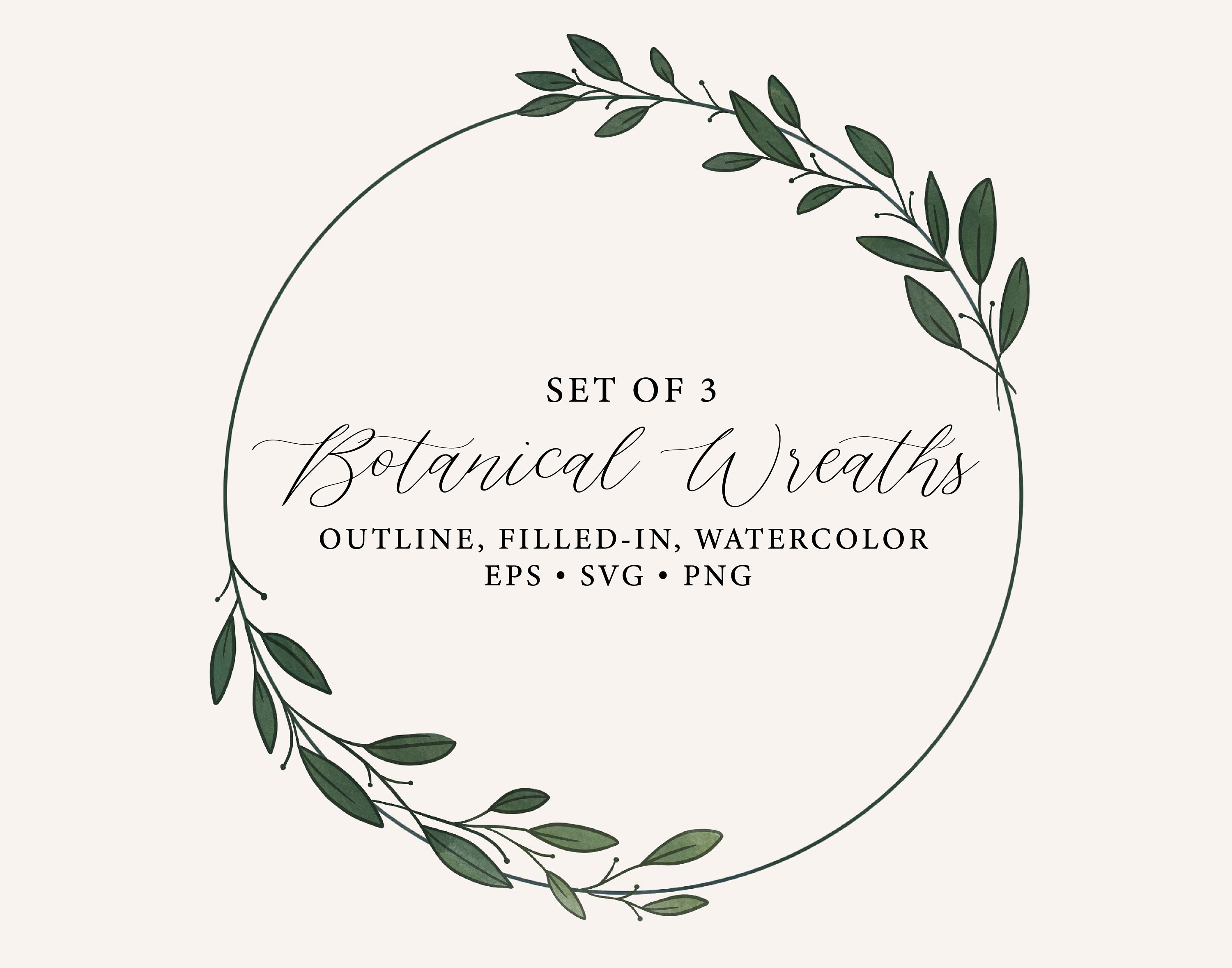 Laurel Wreath SVG, Minimalist Wreath, Hand Drawn Wreath, Botanical ...