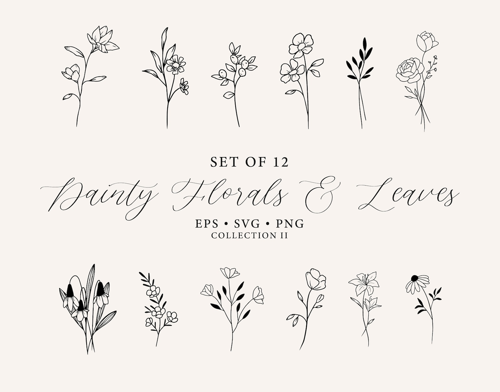 Set of 12 Dainty Floral Svg Dainty Leaf Svg Minimalist - Etsy Canada