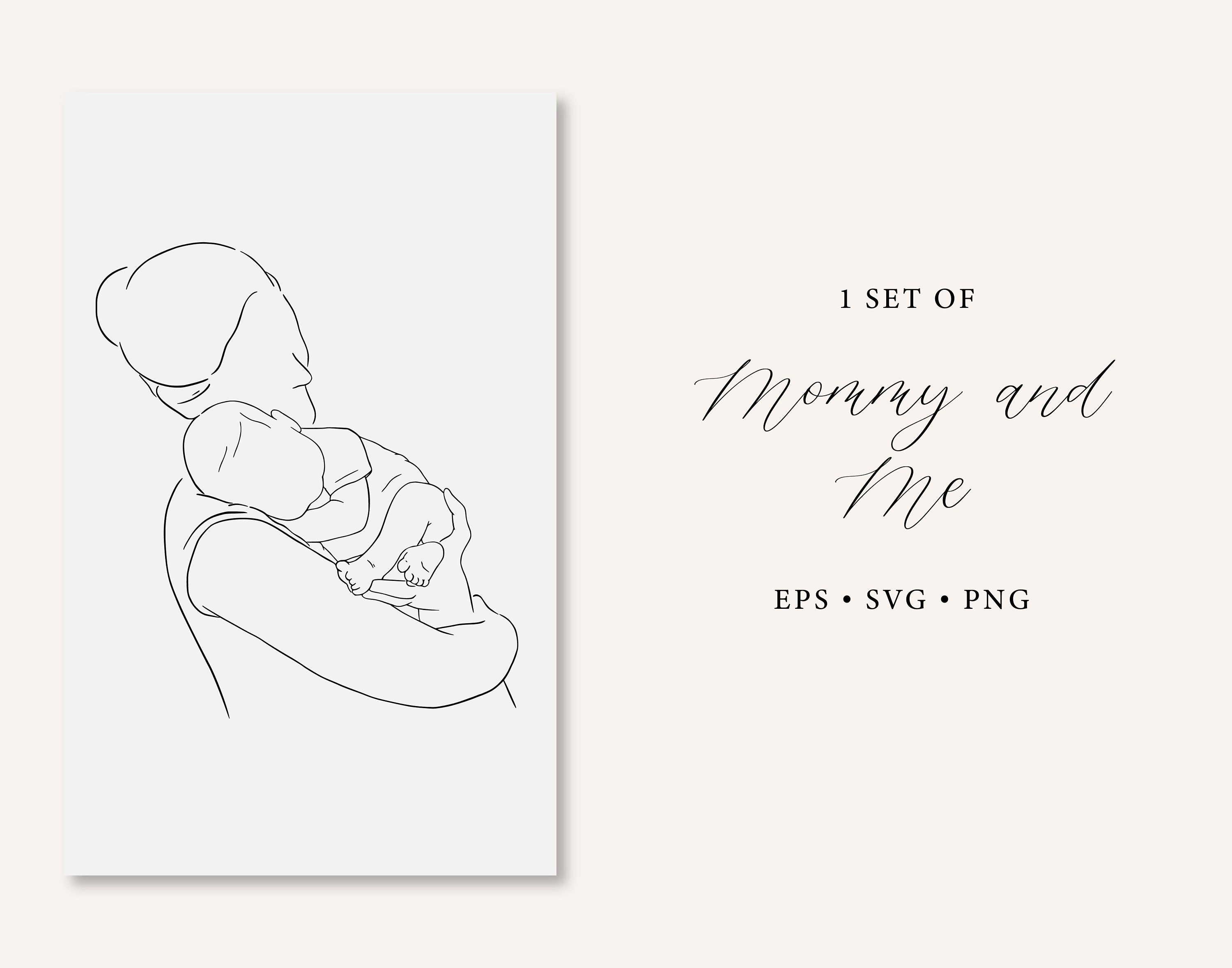 Mom and Baby Svg Mom Svg Mother & Baby Line Art Mommy and - Etsy