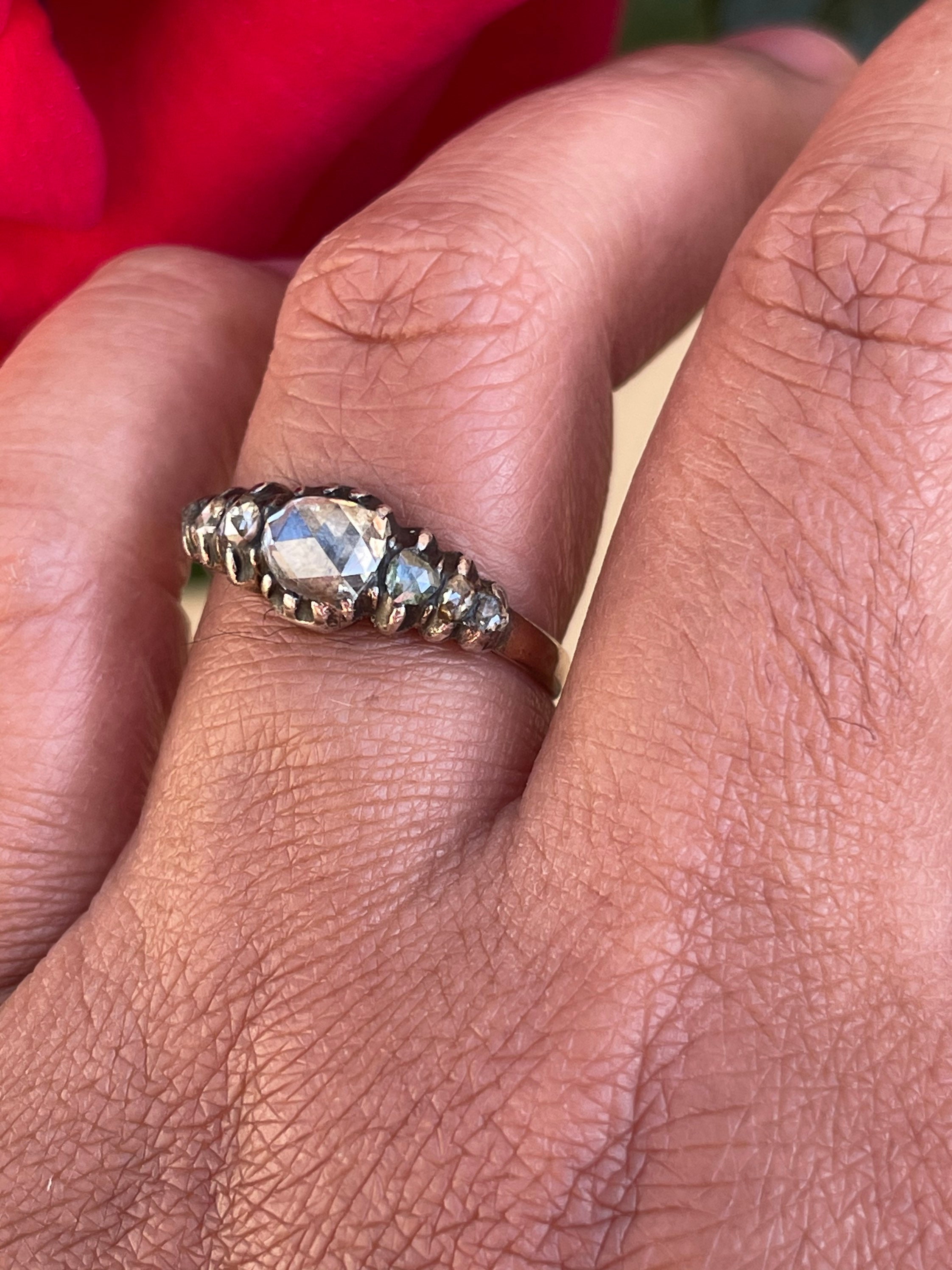 Antique Rare Georgian Half Hoop Ring contiene 7 diamantes de | Etsy