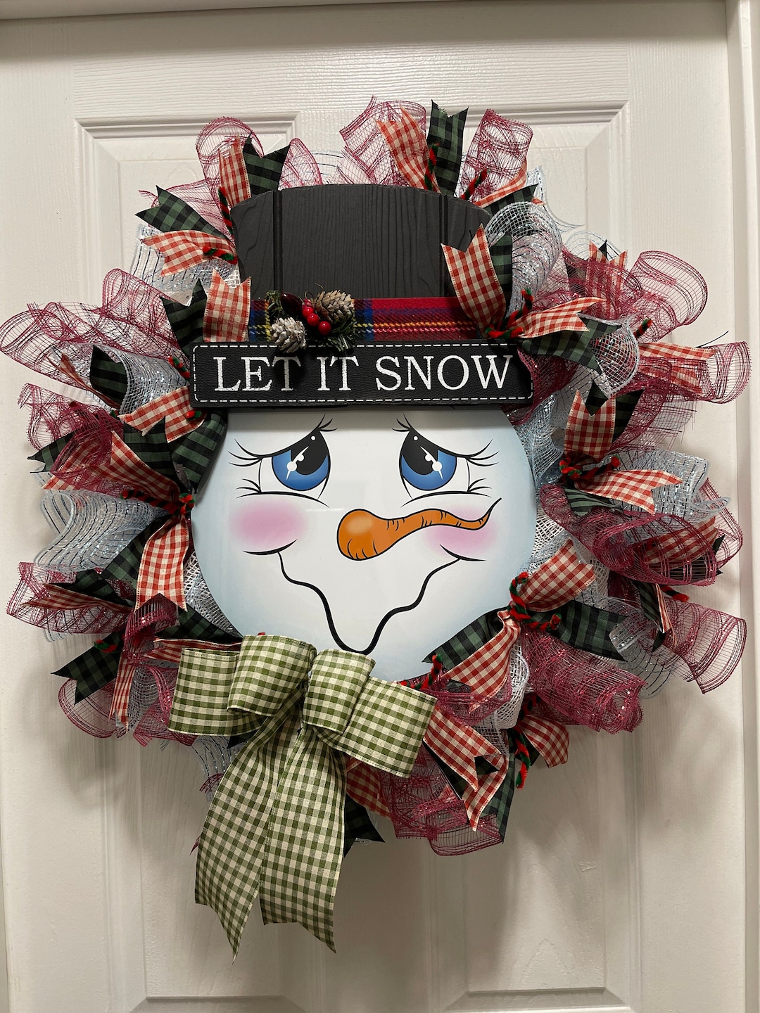 Snowman Wreath, Wreath, Christmas Wreath, Let It Snow, Snowman Face ...