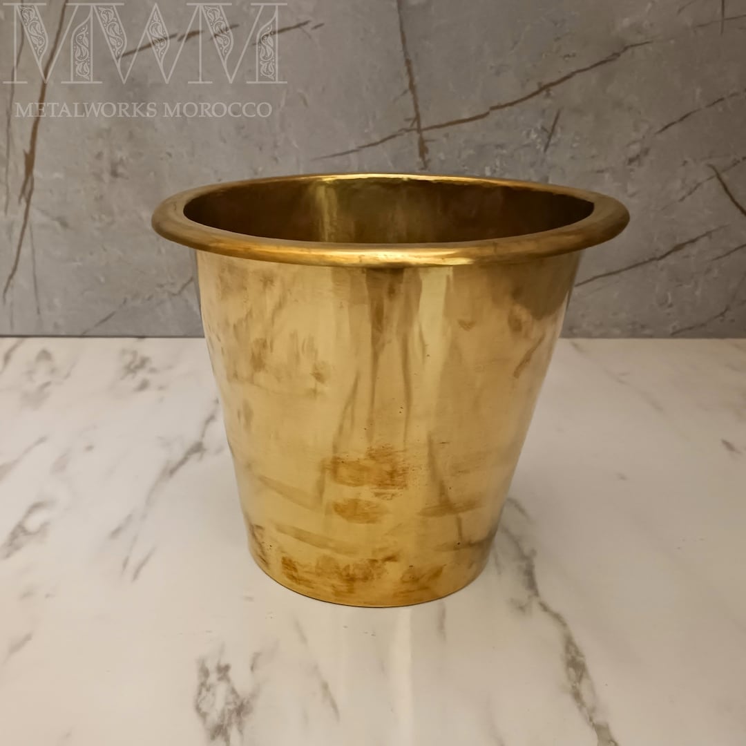 Traditional Unlacquered Brass Trash Can - Waste Basket - Etsy