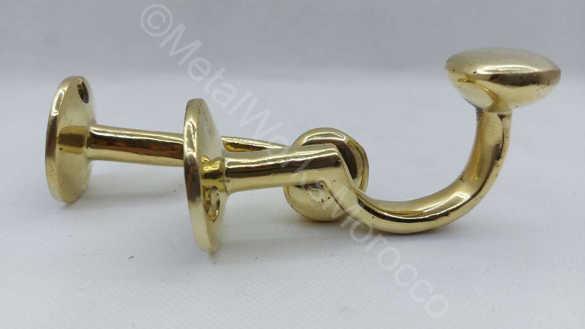 Set of 2 Handmade Brass Solid Coat Hooks Wall Mount | Etsy