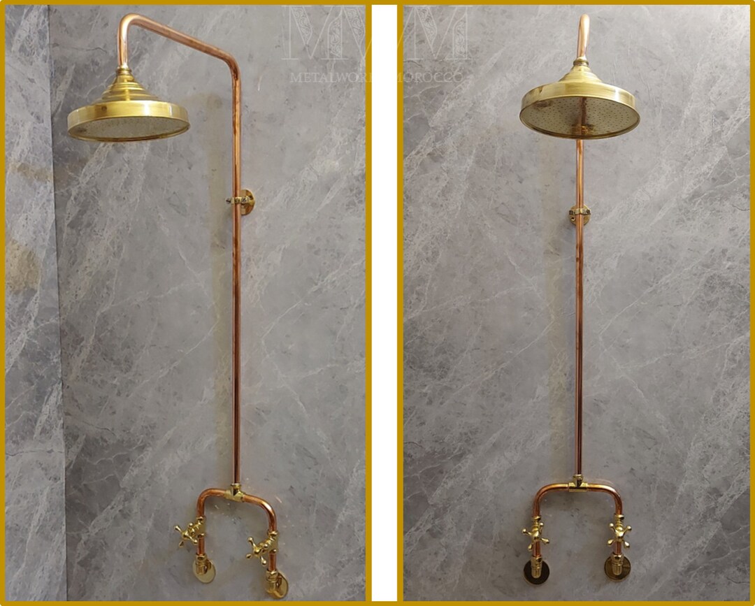 Rustic Copper and Brass Exposed Shower System for Outdoor or Indoor - Etsy