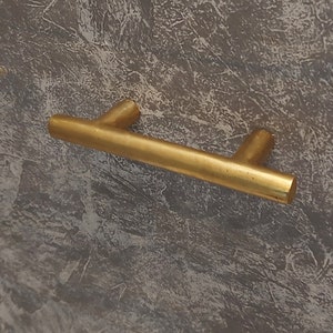 Set of Unlacquered Brass Drawer Pulls Handles for Kitchen Cabinets ...