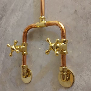 Rustic Copper and Brass Exposed Shower System for Outdoor or Indoor - Etsy