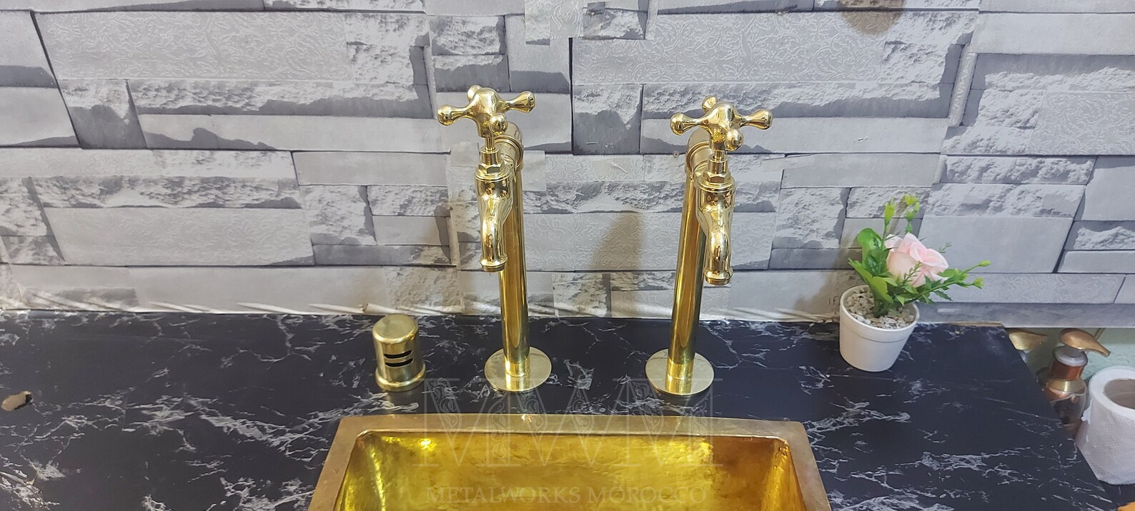 Rustic Brass Kitchen Bib Taps Counter Mount Pillar Taps - Etsy