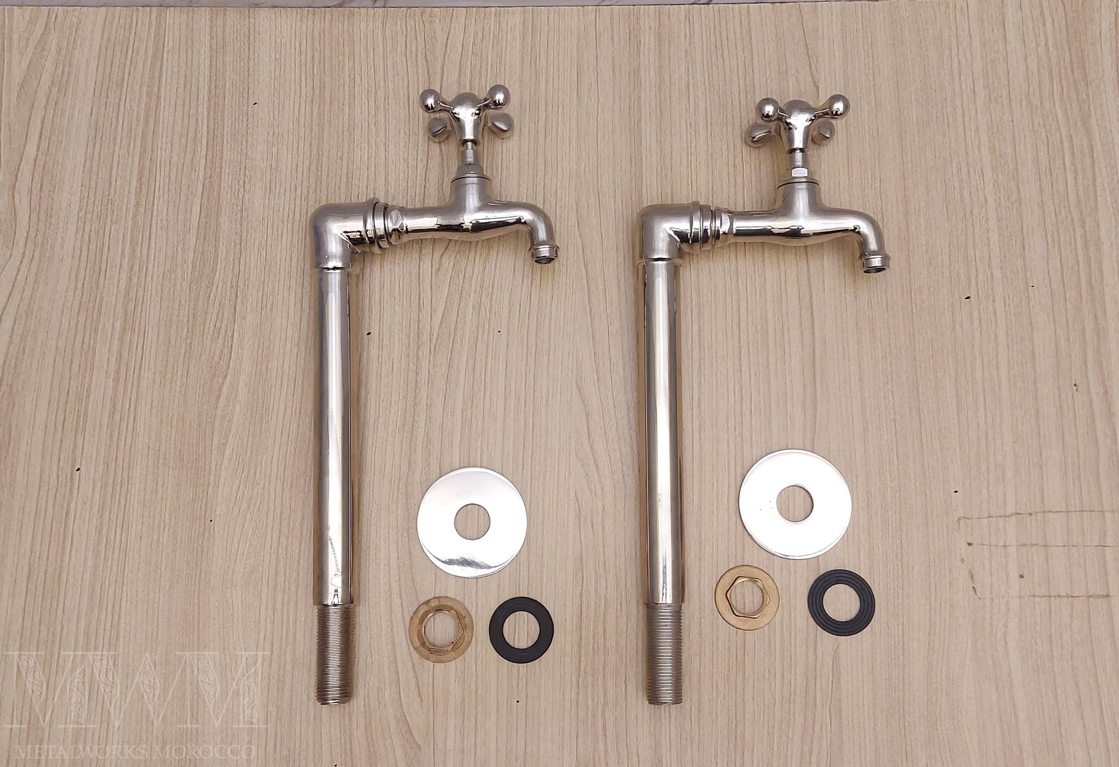 Chrome Silver Kitchen Bib Taps Counter Mount - Handmade Pillar Taps - Etsy