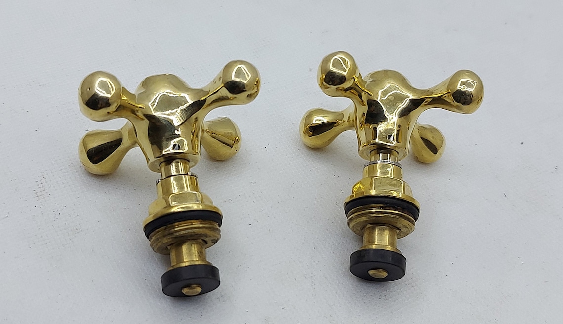 Set of 2 Handmade Brass Solid Faucet Handles Valve Handles - Etsy