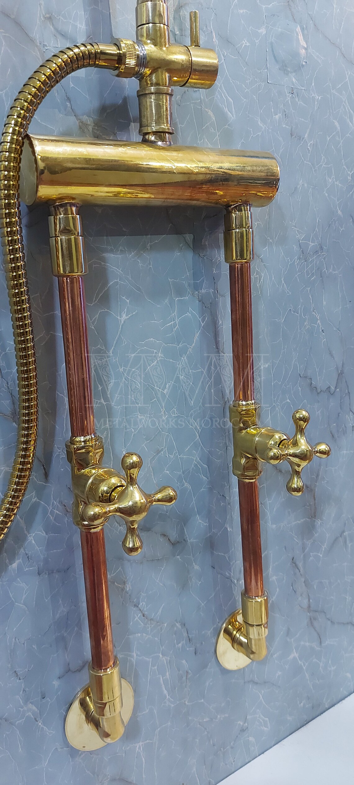 Solid Brass and Copper Rustic Shower System Set for Indoor and - Etsy