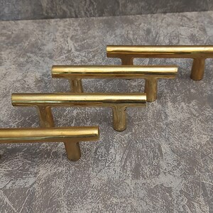 Set of Unlacquered Brass Drawer Pulls Handles for Kitchen Cabinets ...