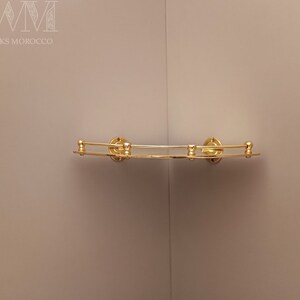 Solid Brass Corner Shelf With Rail Wall Mounted – Handmade - Etsy