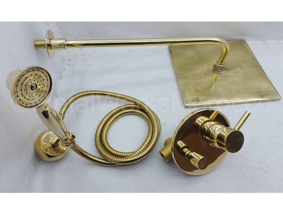 Solid Brass Shower System Lever Handle With Handheld Shower | Etsy