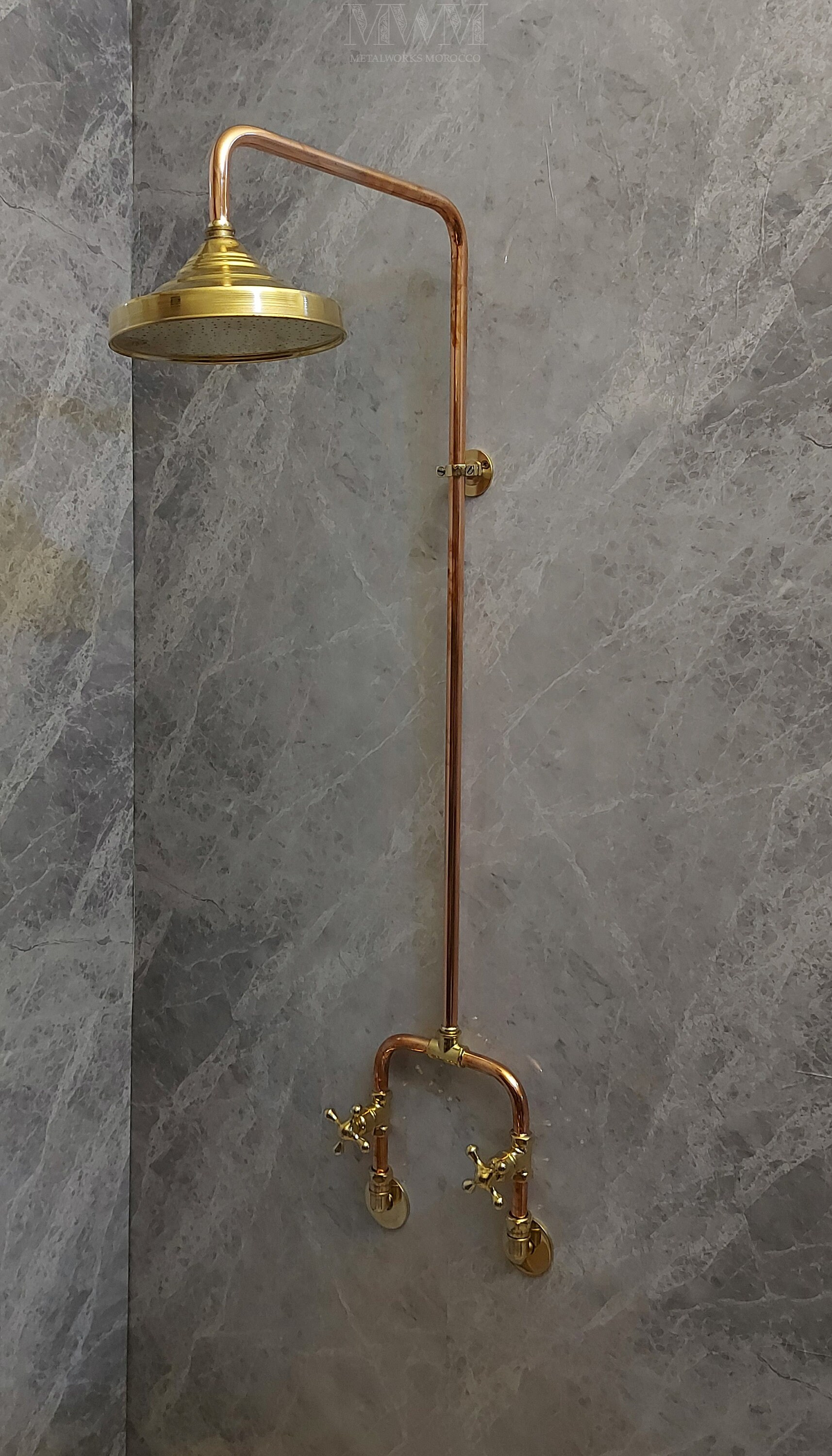 Rustic Copper and Brass Exposed Shower System for Outdoor or Indoor - Etsy