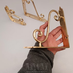 Set of 2 Unlacquered Brass Shelf Brackets Traditional Handmade - Etsy
