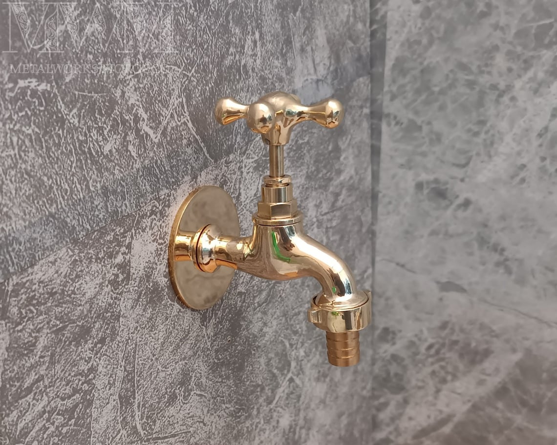 Unlacquered Brass Rustic Bib Hose for Outdoor or Indoor - Water Spigot ...