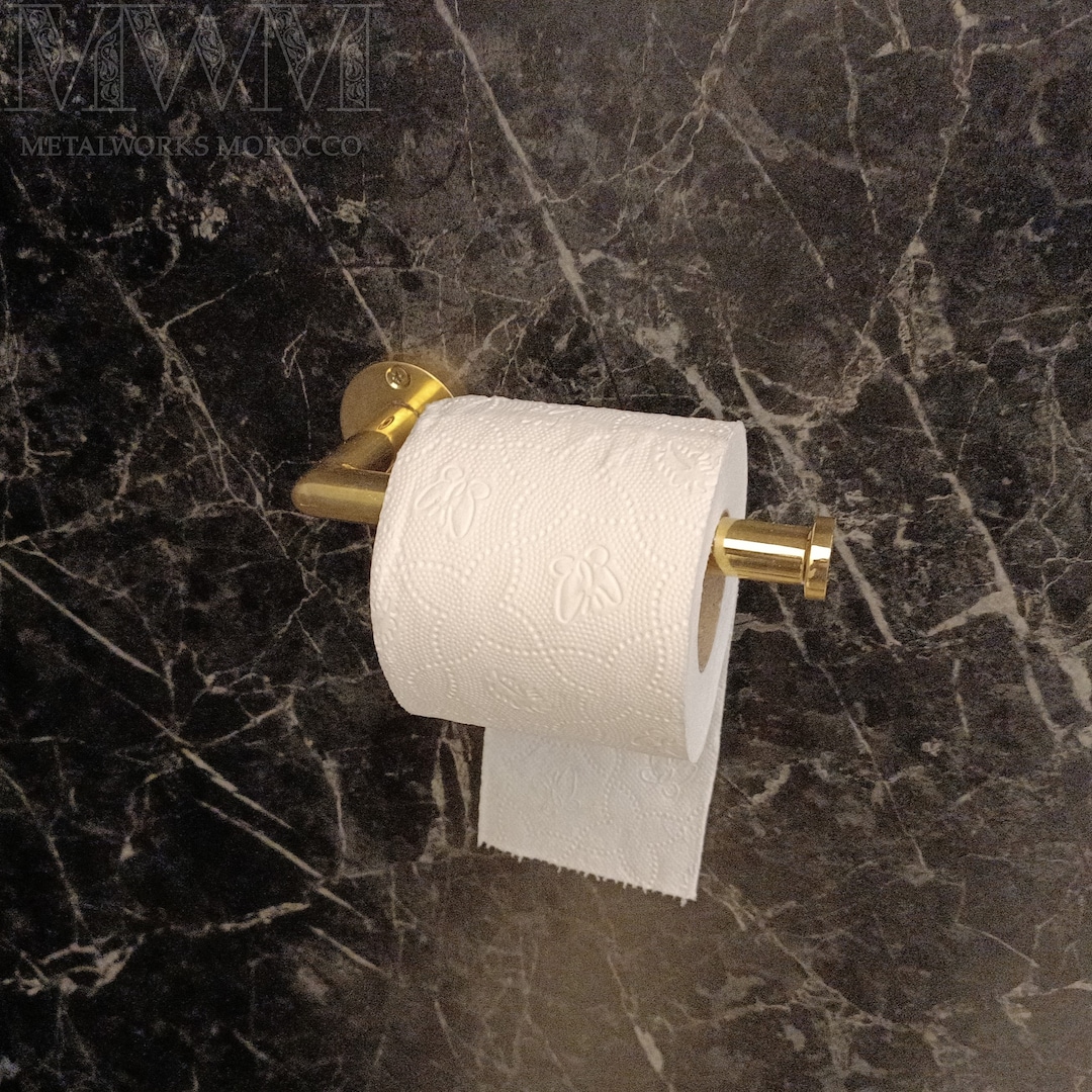 Uncoated Brass Toilet Tissue Holder - Toilet Paper Holder - Etsy