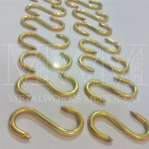 Set of Unlacquered Brass S Hooks for Hanging 3 Inches - Handmade - Etsy