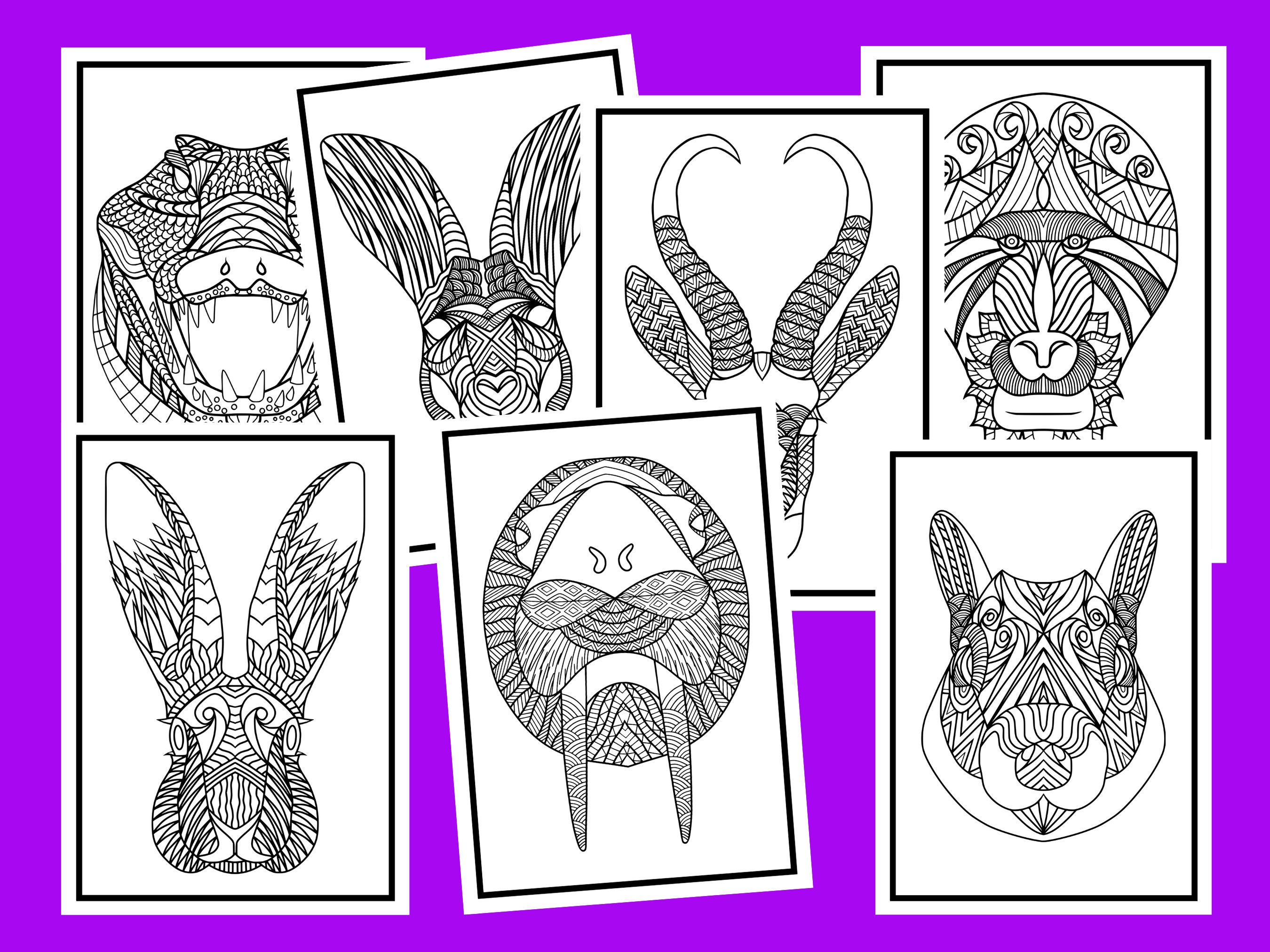 Mindful Mammals: Printable Colouring Pages for Adults, Animal Colouring ...