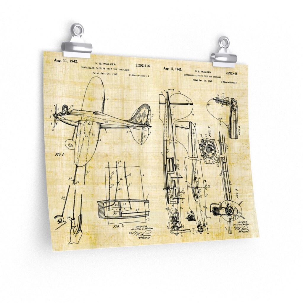 Vintage Patent of a Control Line Model Airplane 1940 - Etsy