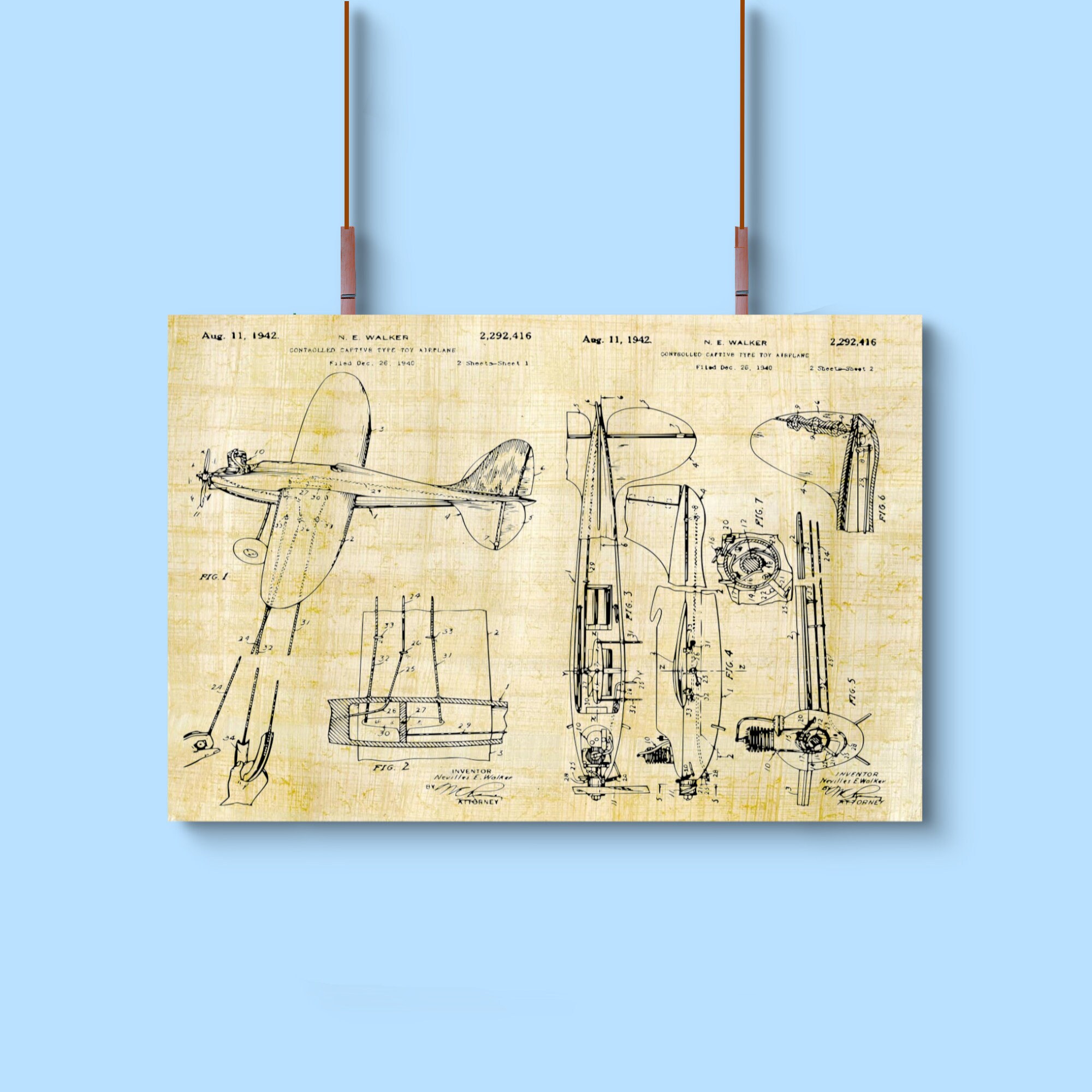 Vintage Patent of a Control Line Model Airplane 1940 - Etsy