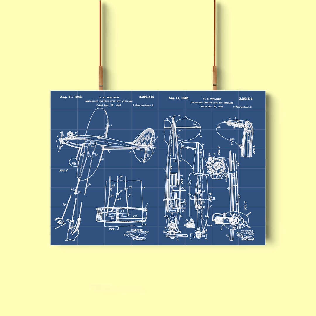 Vintage Patent of a Control Line Model Airplane - Etsy