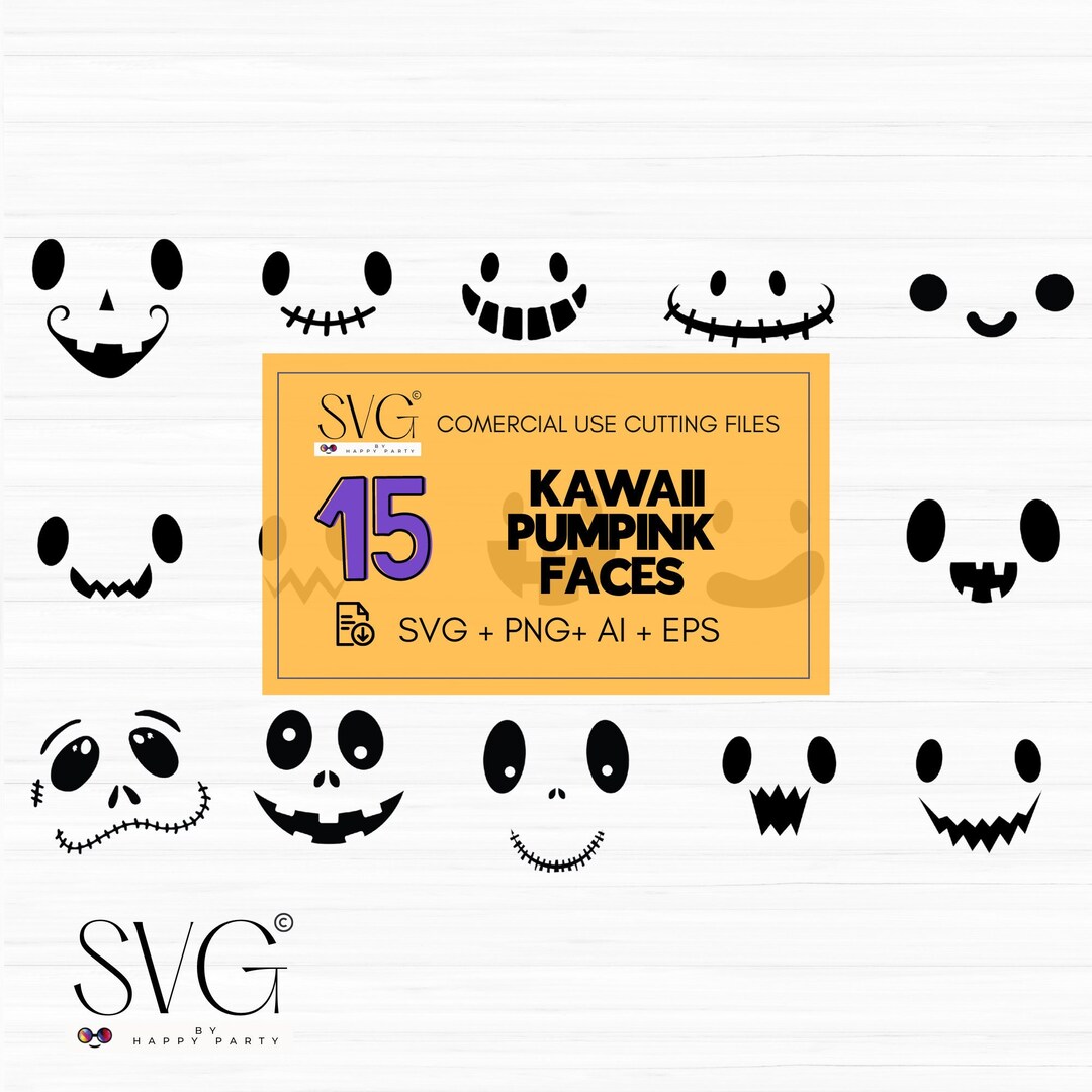 Kawaii Pumpkin Face Svg | Cute Halloween Pumpkins Faces | Pumpkin Faces ...