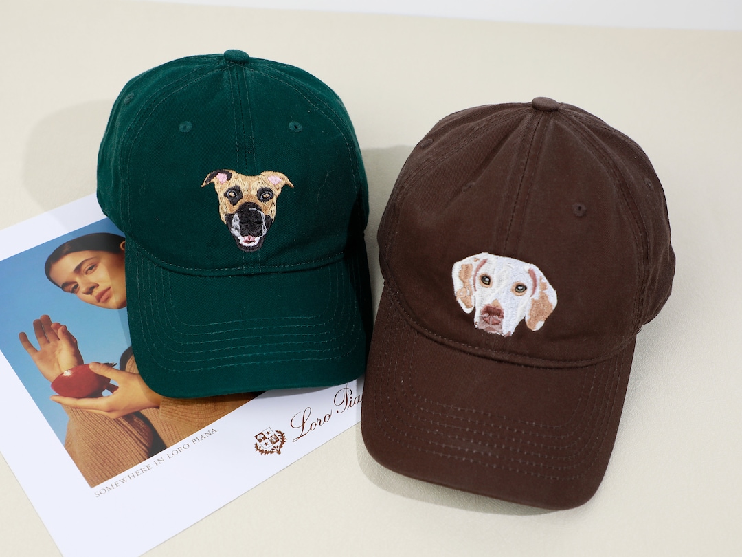 Custom Embroidered Pet Portrait Hat: Personalized Dog Cat Baseball Cap ...