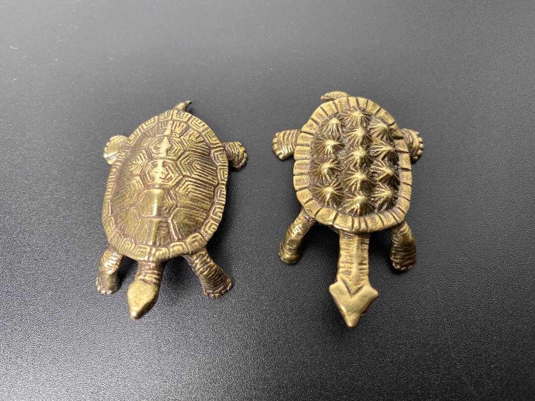 2PC Brass Turtle Statue Figurine Tiny Animal Gold Miniature - Etsy