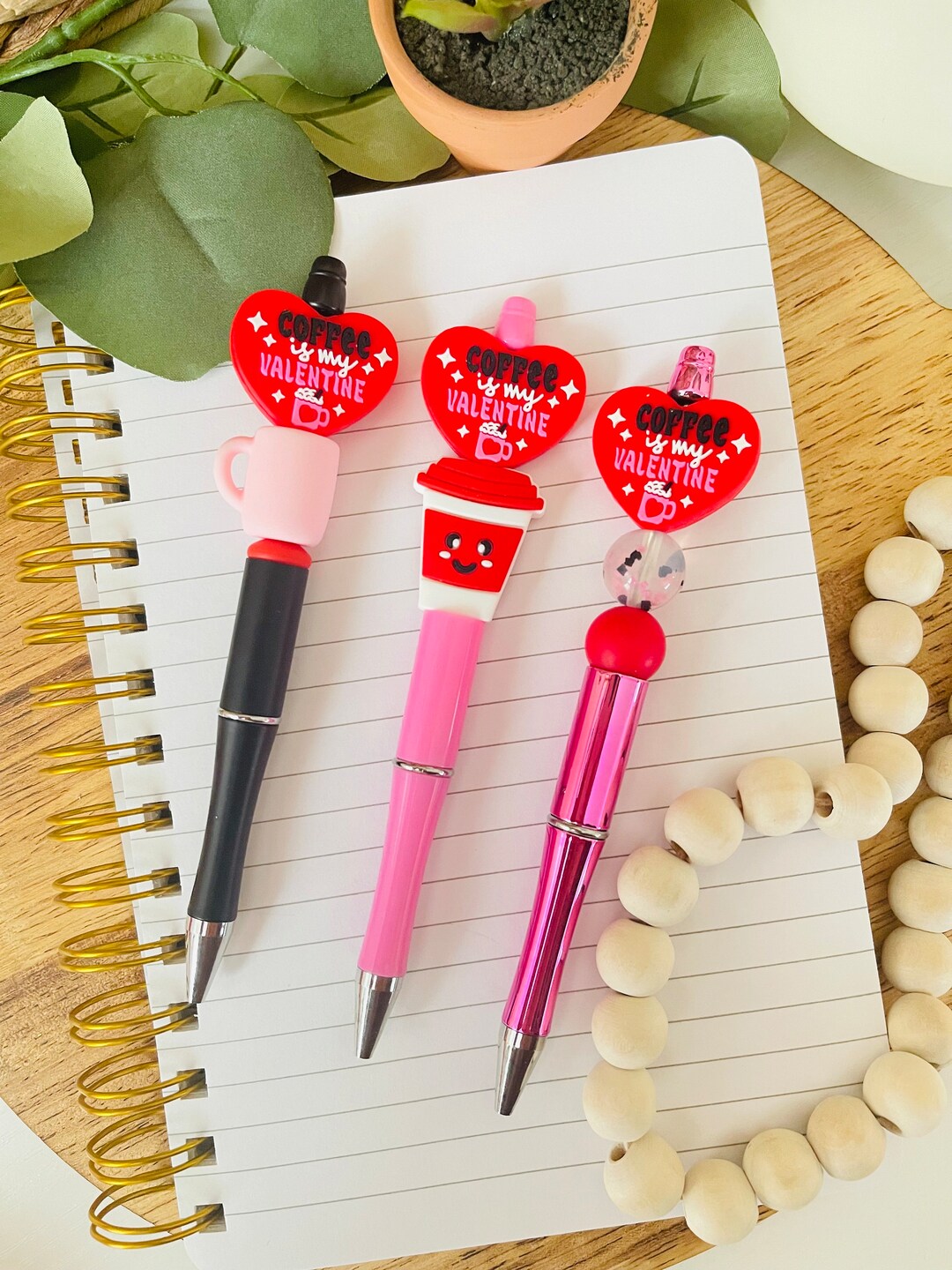 Coffee is My Valentine, Valentines Beaded Pens, Silicone Beaded Pen ...