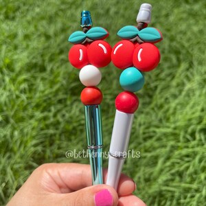 Cherry Bead Pen, Cherry Pens, Pens, Cute Pens, Silicone Bead Pen, Fun ...