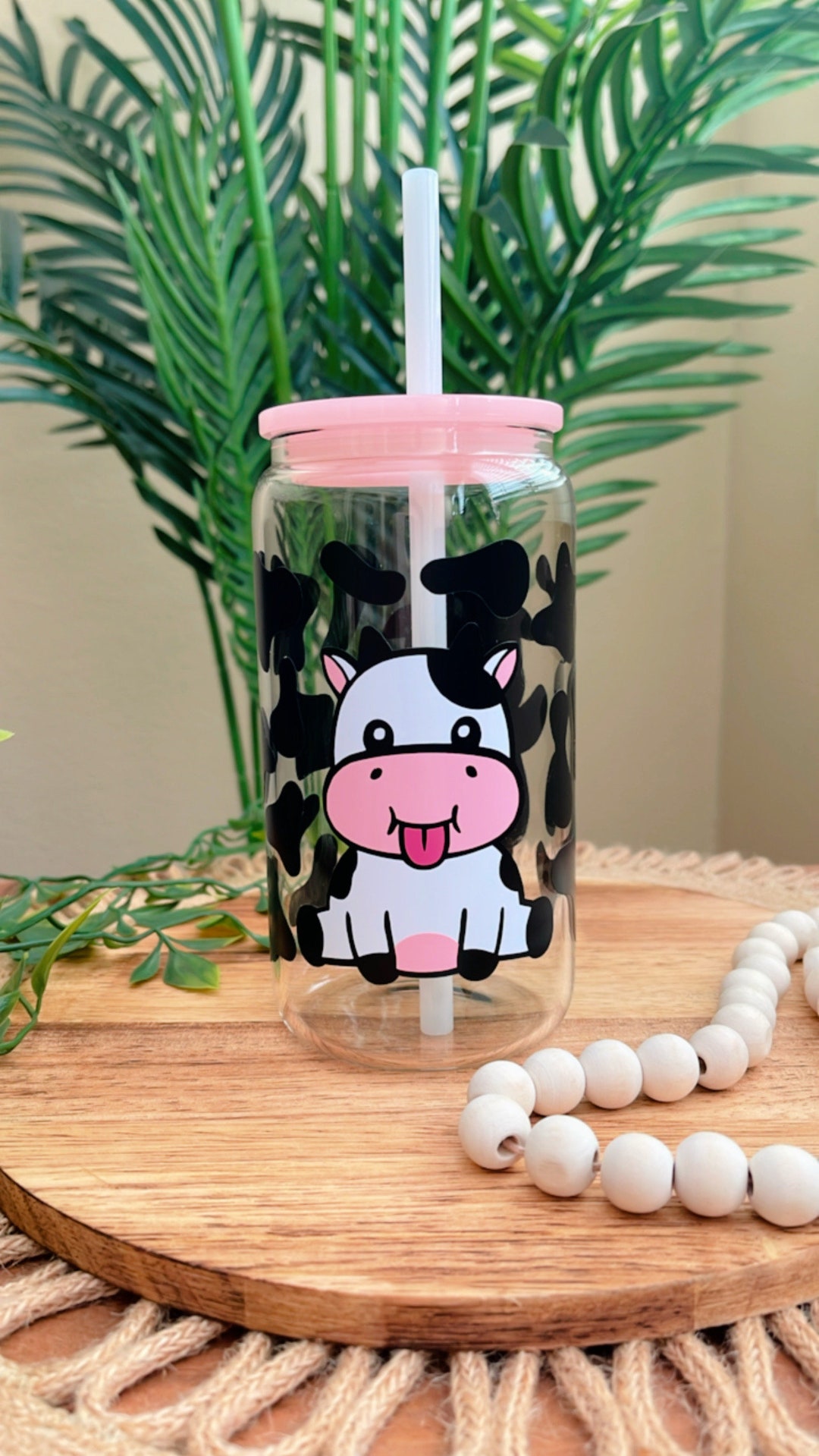 Cow Glass Can, Libbey 16 Oz, Glass Can, Cow Cup, Cow Libbey Glass, Gift ...