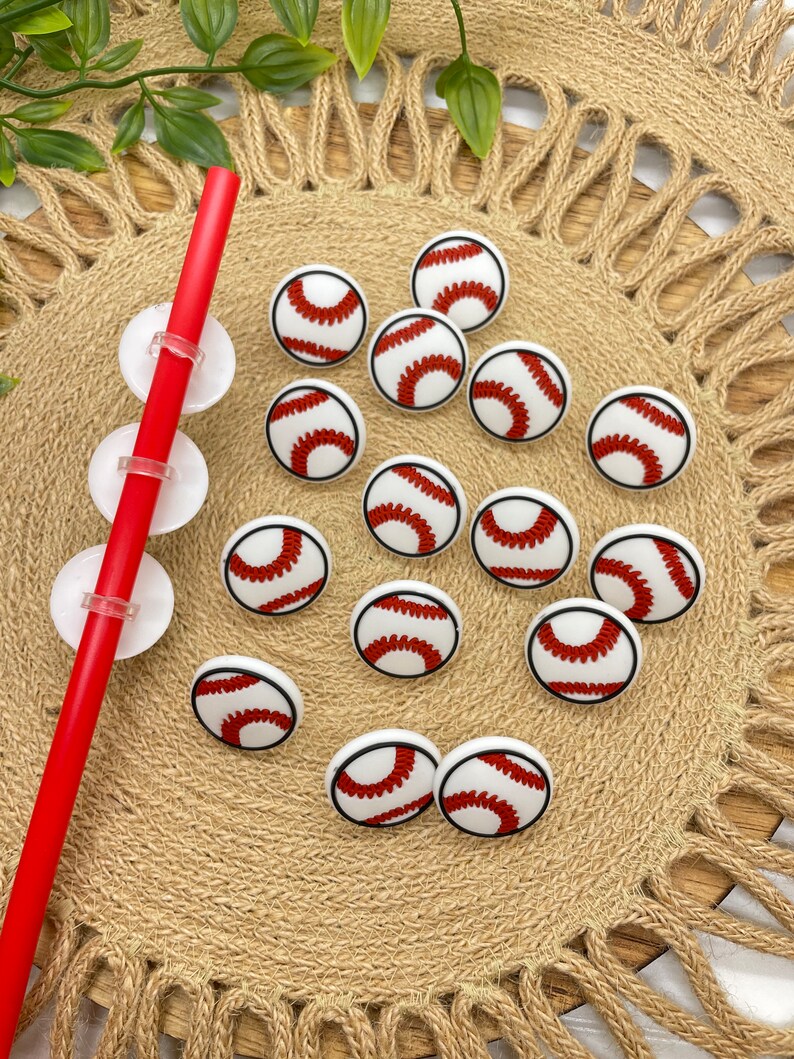 Baseball Straw Toppers Straw Toppers Straw Charms - Etsy
