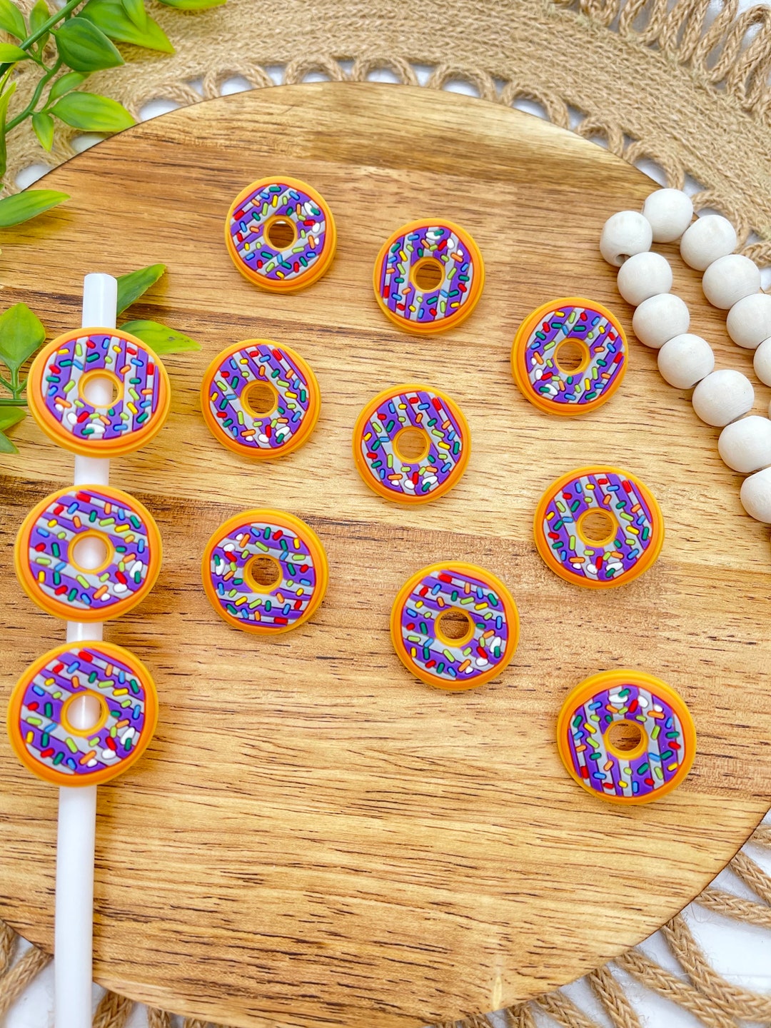 Purple Sprinkle Donut Straw Topper Straw Toppers Straw Accessories ...