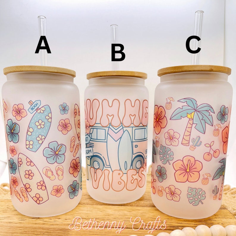 Summer Can Glass Cup Summer Design Summer Libbey Can Glass - Etsy