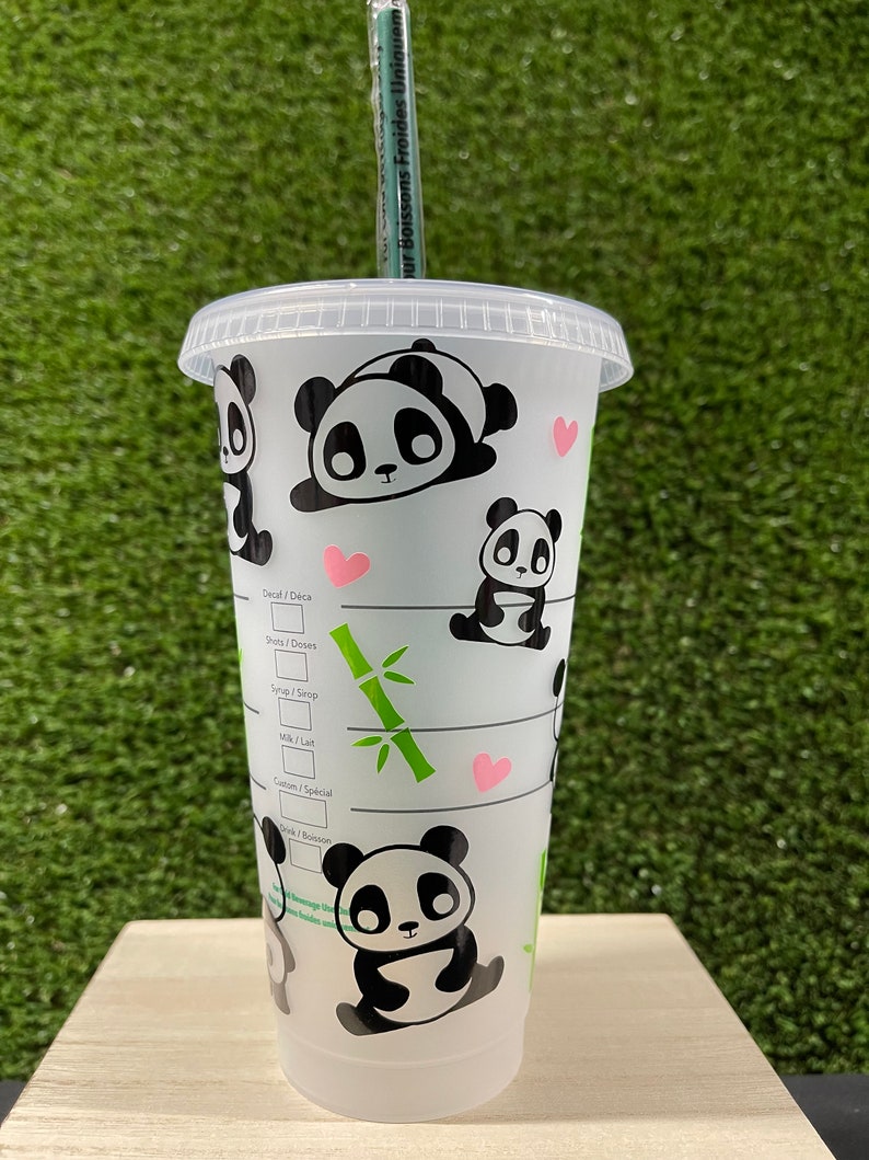 Panda Bear Cold Cup Reusable Venti Cup Panda Gift Idea - Etsy
