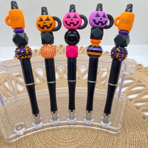Beaded Pen, Halloween Beaded Pen, Pumpkin Beaded Pen, Pens, Silicone ...