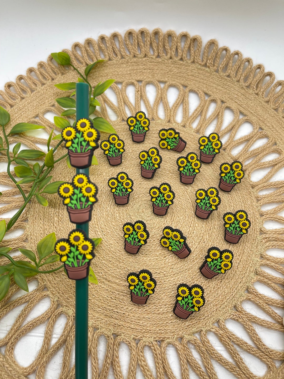 Sunflower Straw Toppers | Straw Topper | Straw Charm | Straw ...