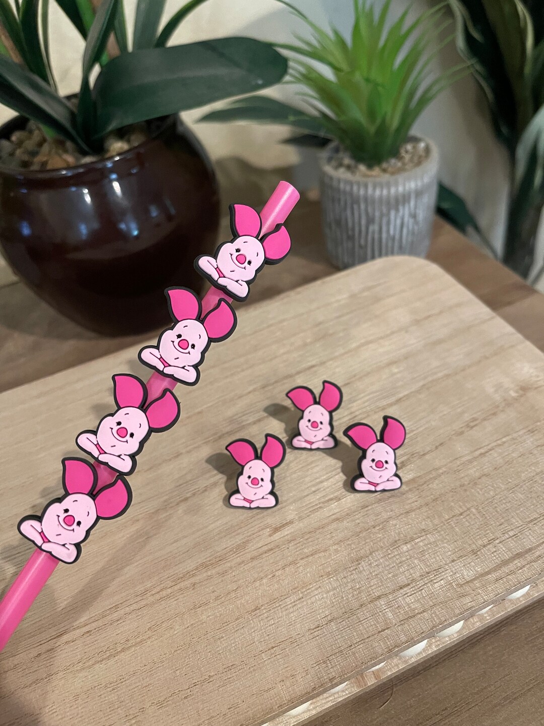 Piglet Straw Toppers | Straw Charms | Straw Topper | Toppers | Straw ...