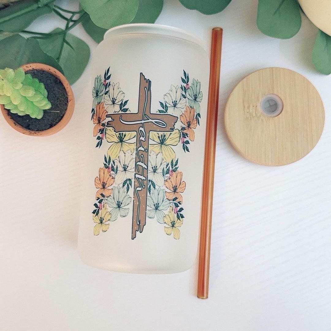 Faith, Faith Glass Can, Sublimation Glass Can, Religious Cup, Religious ...