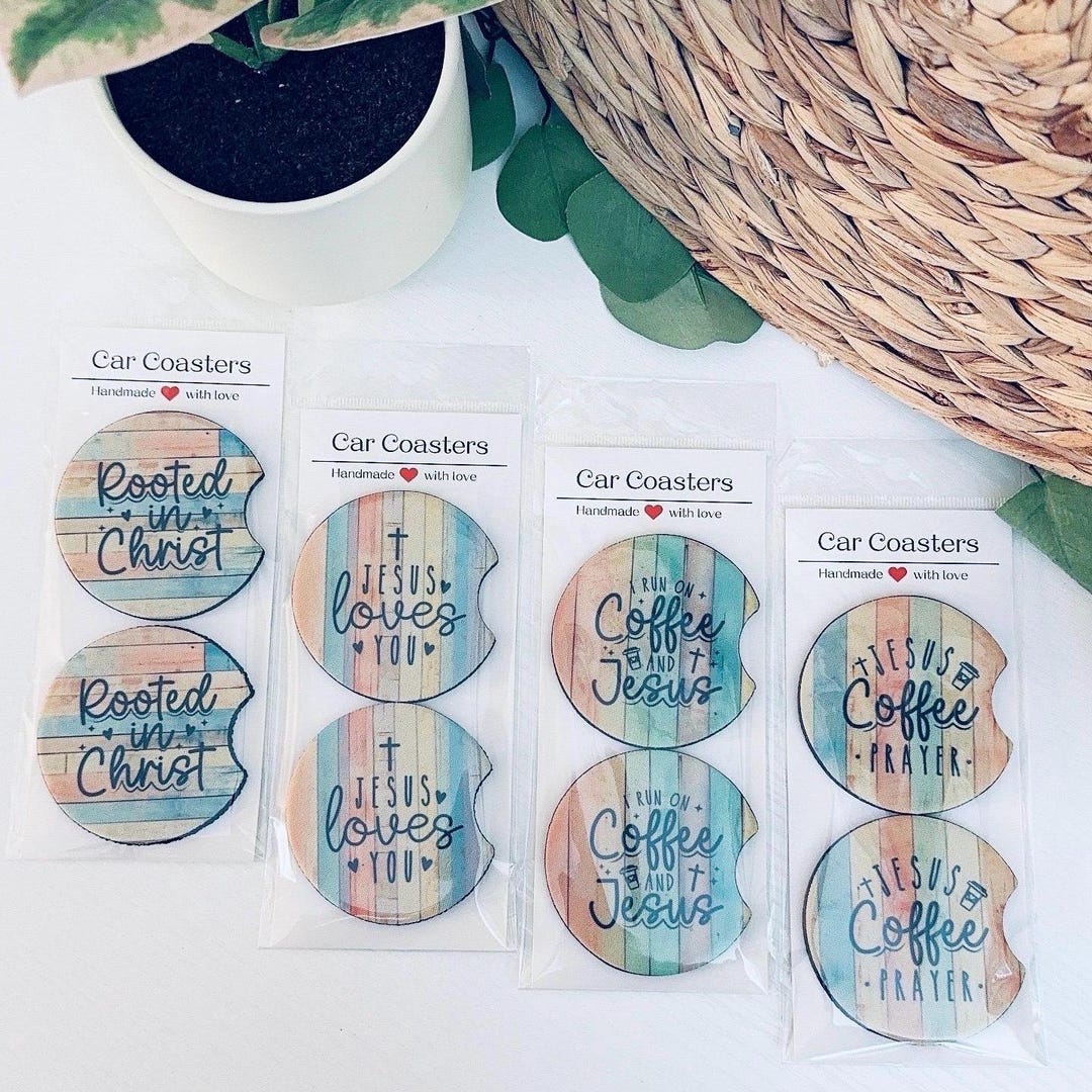 Jesus Car Coasters, Religious Car Coasters, Jesus Coaster, Rooted in ...