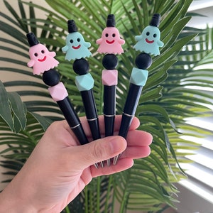 Beaded Pen, Ghost Pen, Beaded Ghost Pen, Pens, Bead Pen, Halloween Pen ...
